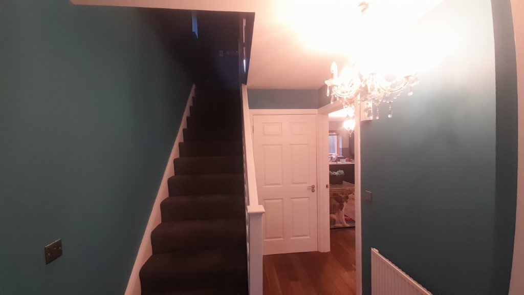 Hall, Stairs and Landing Painted in Teal